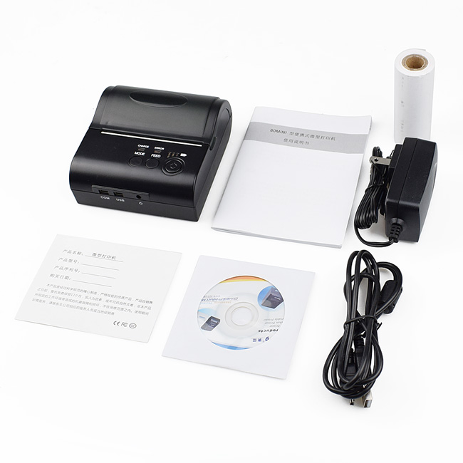 80mm Mini Portable Thermal Printer With Rechargeable Li-Ion Battery
